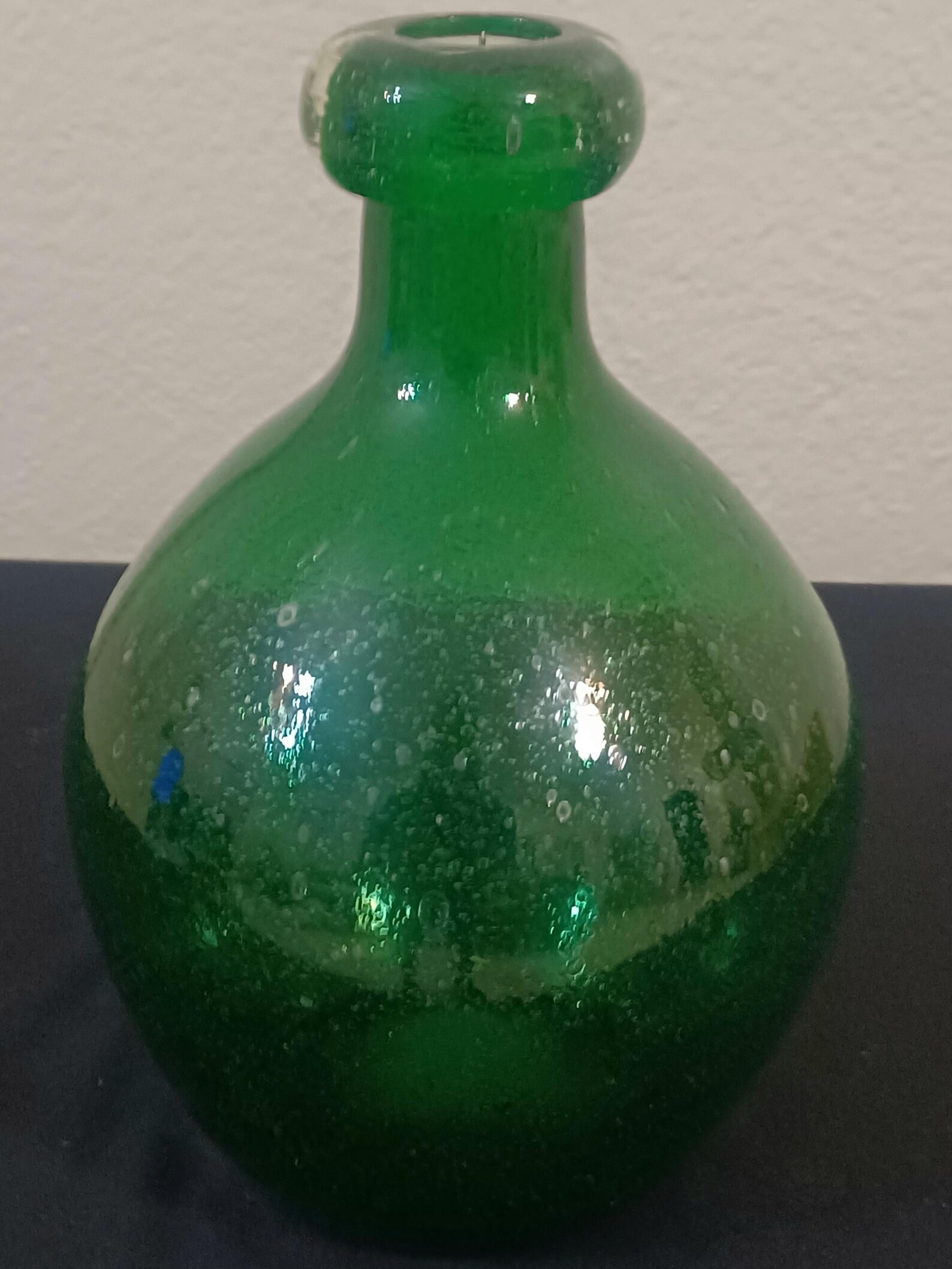 Rare Simon Pearce Green Glass Bottle Vase Air Bubbles Maker's Pontil ...