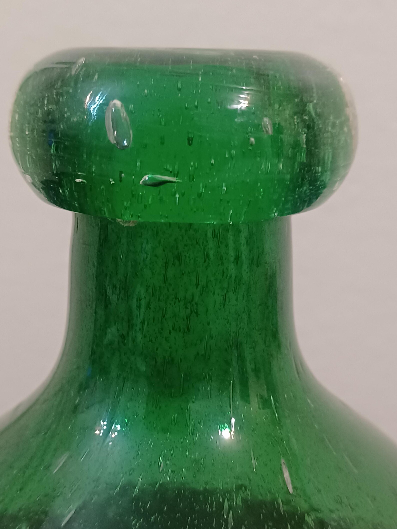Rare Simon Pearce Green Glass Bottle Vase Air Bubbles Maker's Pontil ...