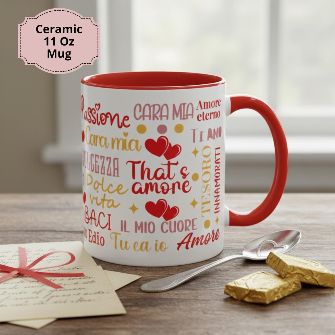 Italian Love Words Mug, Valentines Romantic Gift - Etsy
