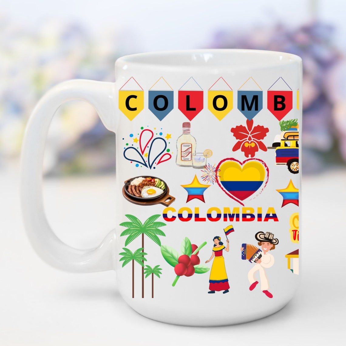 Colombia Coffee Mug With Traditional Colombian Images - Etsy
