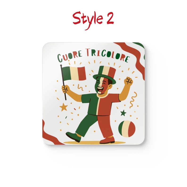 Italian Coaster Set of 4, Matching Cork Coasters, Italian Folk Art ...