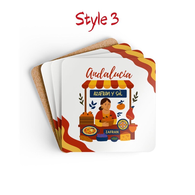 Spanish Coaster Set of 4, Matching Cork Coasters, Flamenco Art ...
