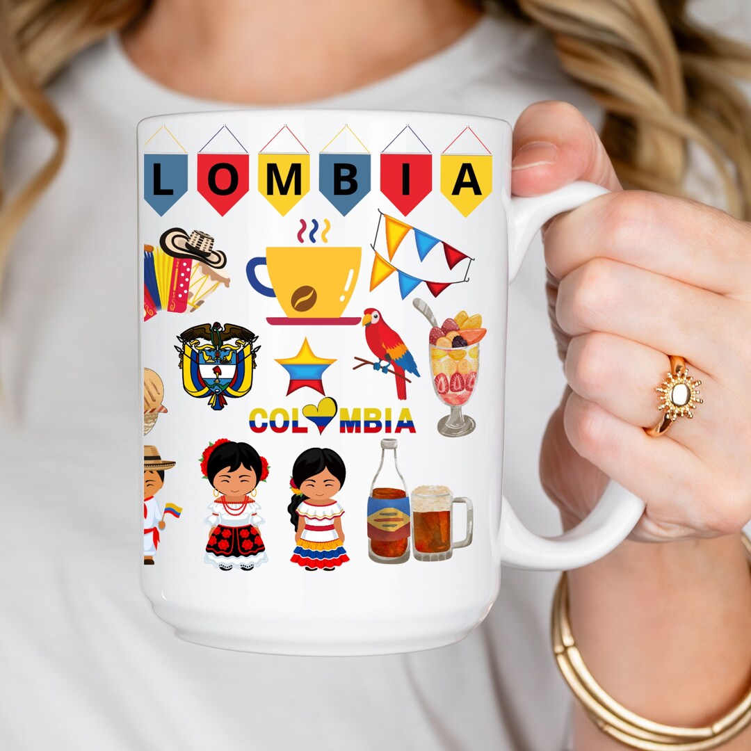 Colombia Coffee Mug, Souvenir Cup With Traditional Colombian Images ...