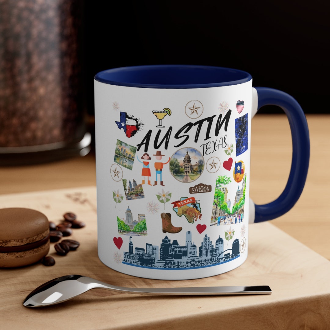 Austin, Coffee Mug Hip Souvenir and Texan Urban Vibe Cup Birthday Gift ...