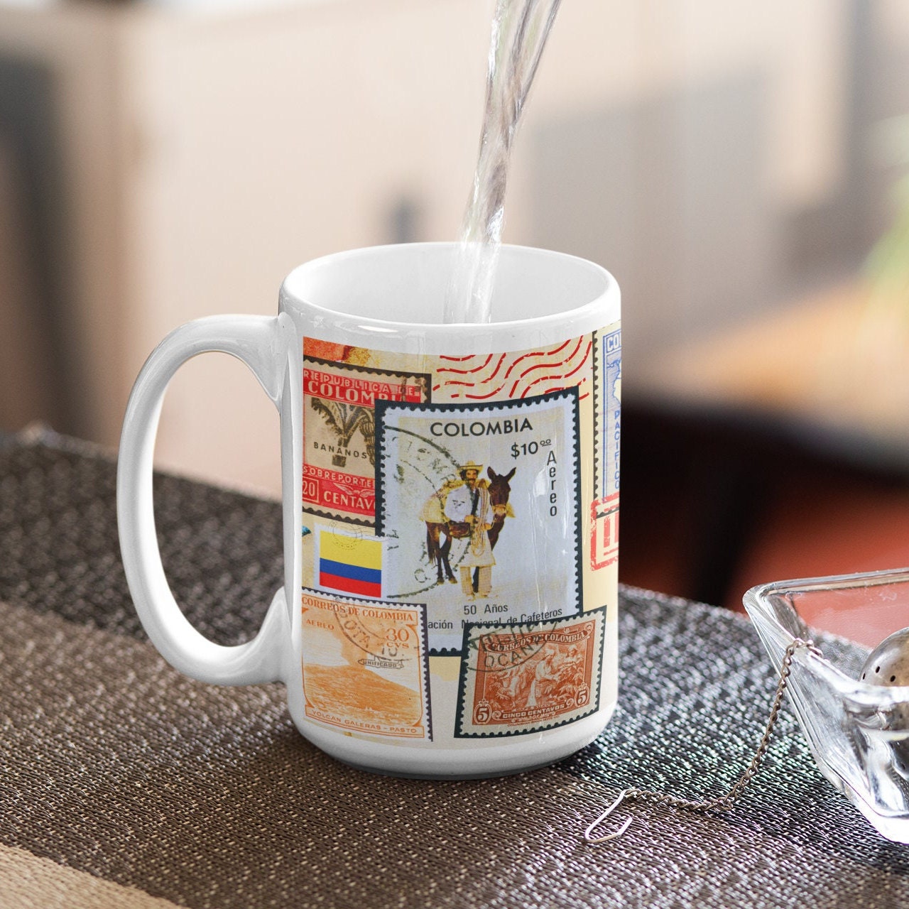 Colombia Coffee Mug With Vintage Colombian Post Stamps Images, Colombia ...
