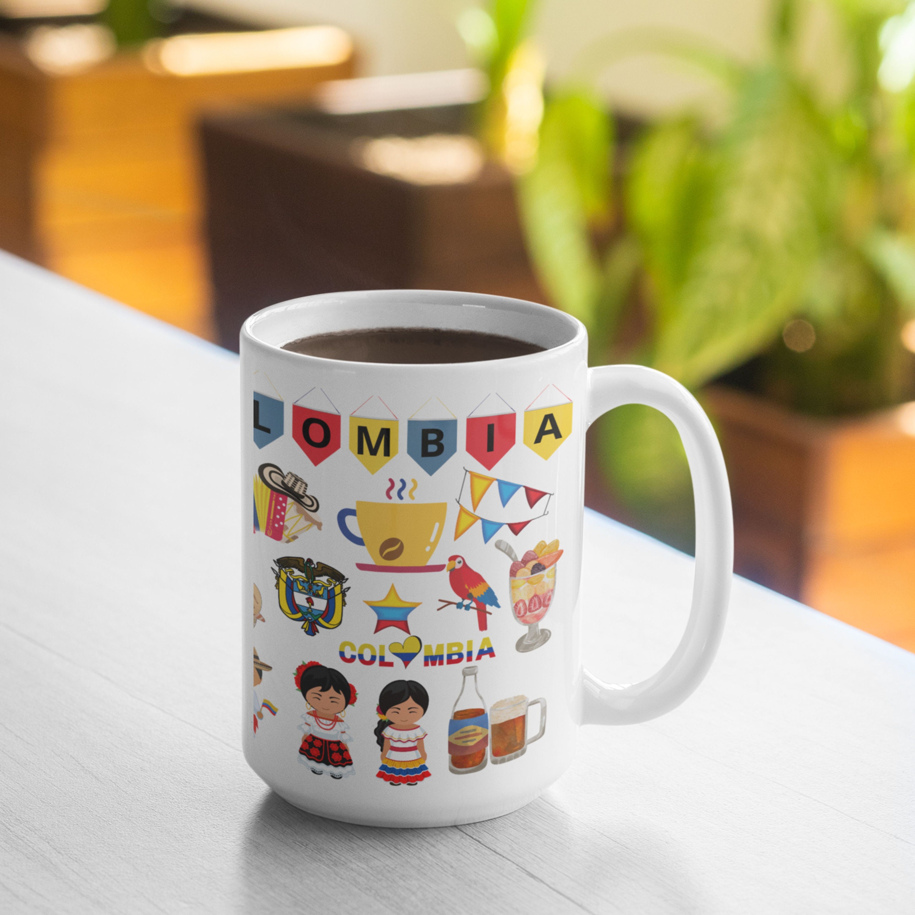 Colombia Coffee Mug, Souvenir Cup With Traditional Colombian Images ...