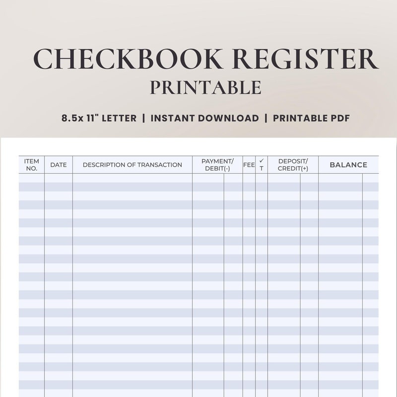 Checkbook Register Form - Etsy