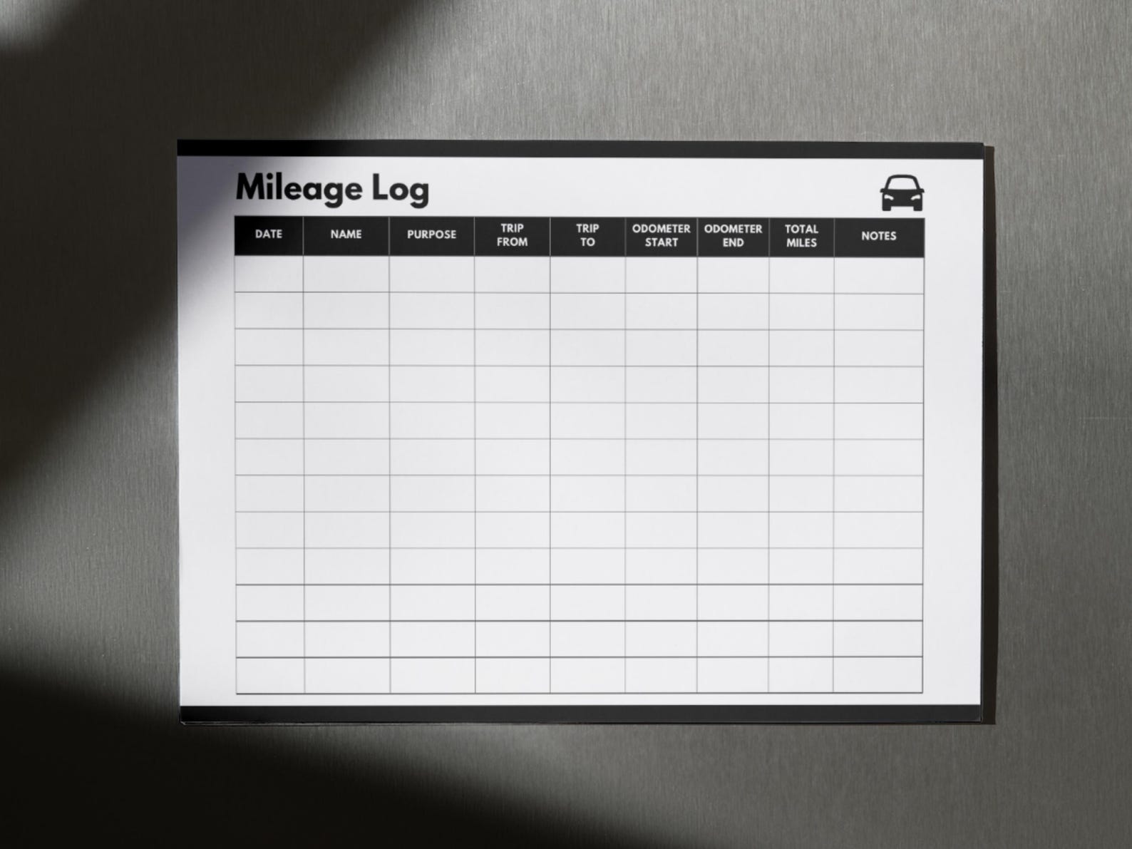 Auto Mileage Log Template • Car Mileage Record • Vehicle Distance ...