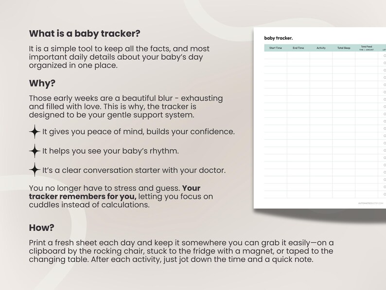 Printable Baby Tracker Log for Parents, Nanny, Daycare: Sleep, Feeding ...