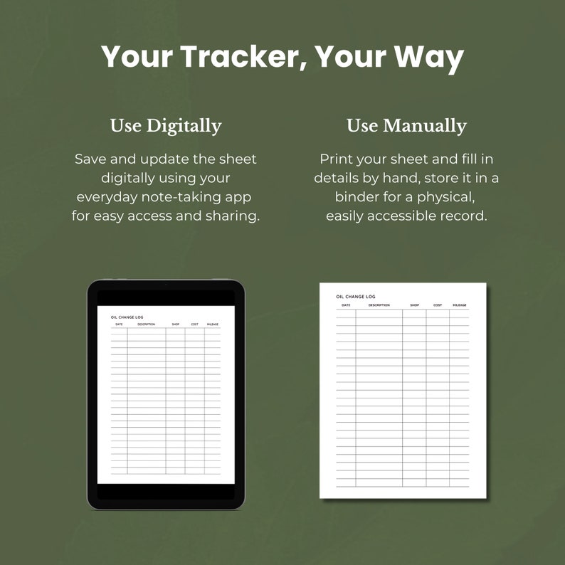 Oil Change Log • Oil Change Tracker • Oil Change Record • Oil Filter ...