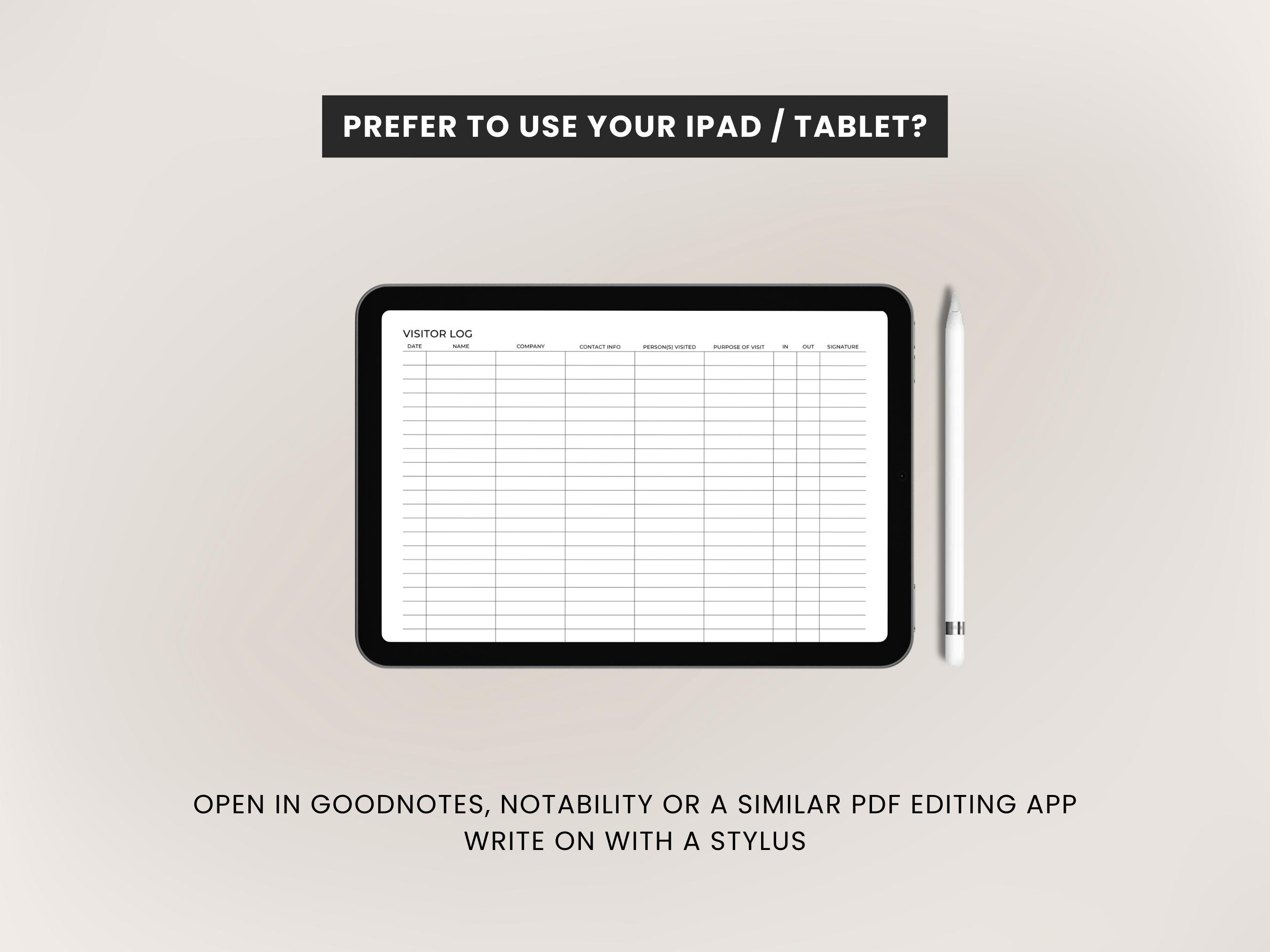 Printable Visitor Sign in Sheet Template • Guest Check in Logbook ...
