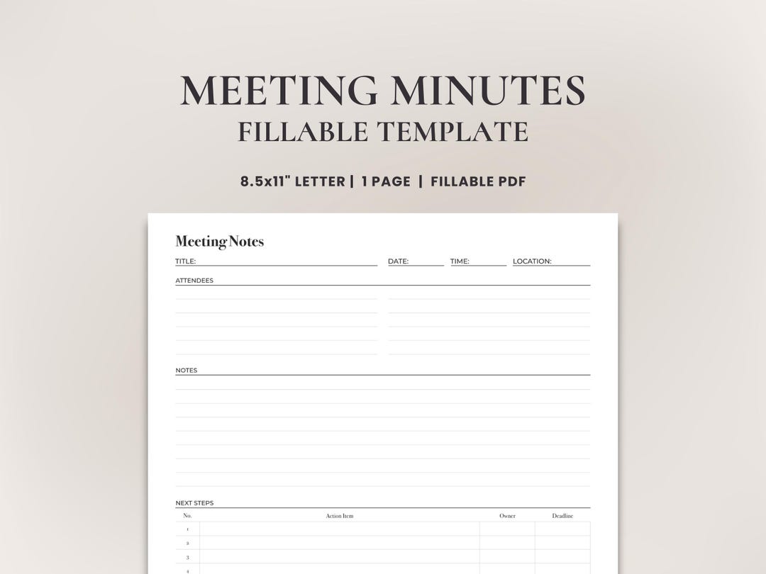 Fillable Meeting Minutes Template for Professionals • Minutes of ...
