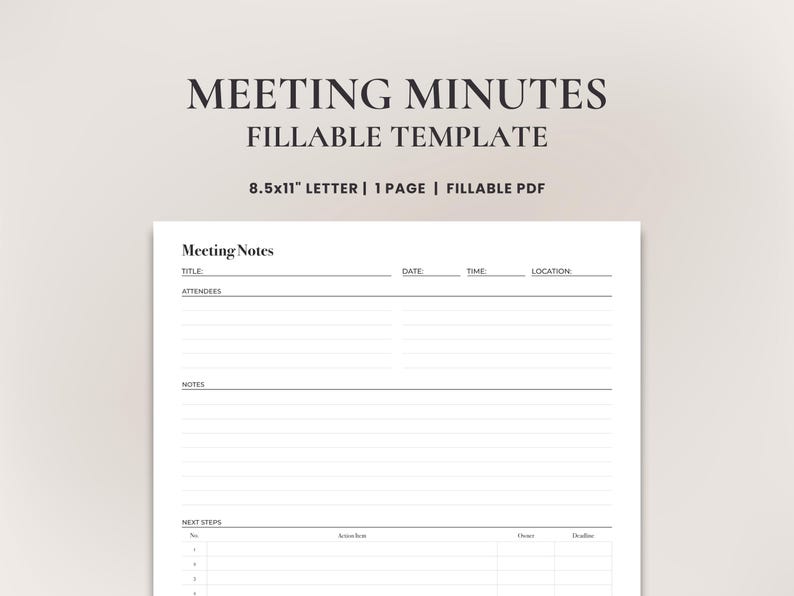 Fillable Meeting Minutes Template for Professionals • Minutes of ...