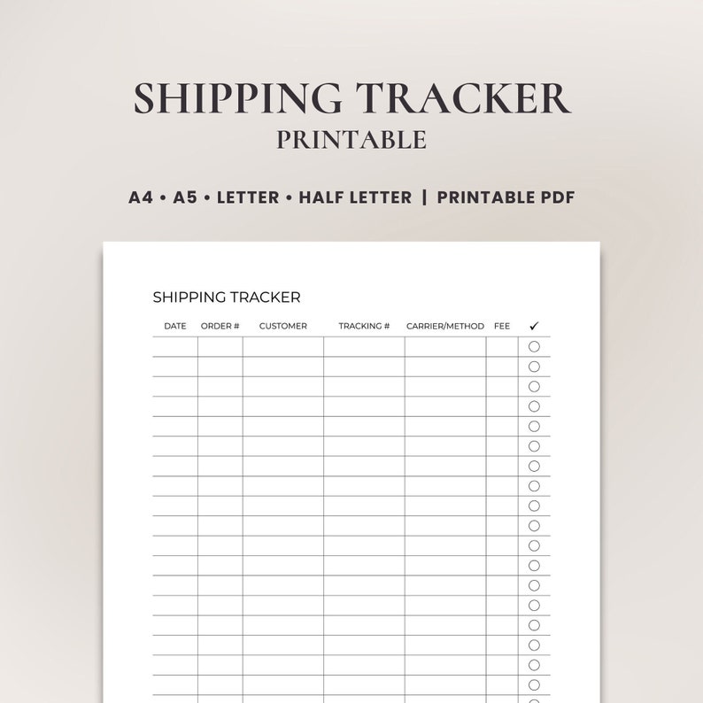 Printable Shipping Tracker for Small Businesses • Organized Shipment ...