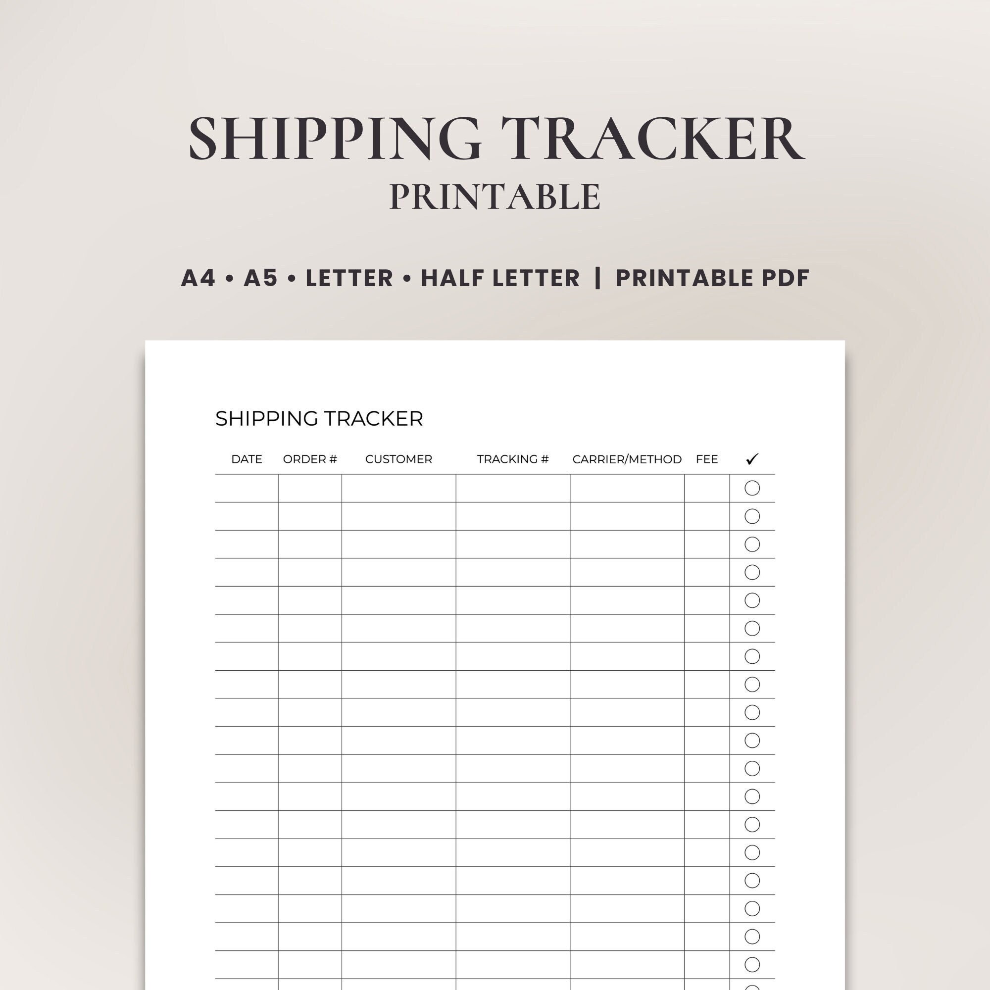 Printable Shipping Tracker for Small Businesses • Organized Shipment ...