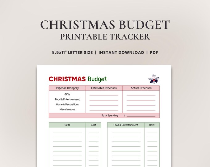 Christmas Budget Planner Google Sheets 2025 Holiday Expense Tracker ...