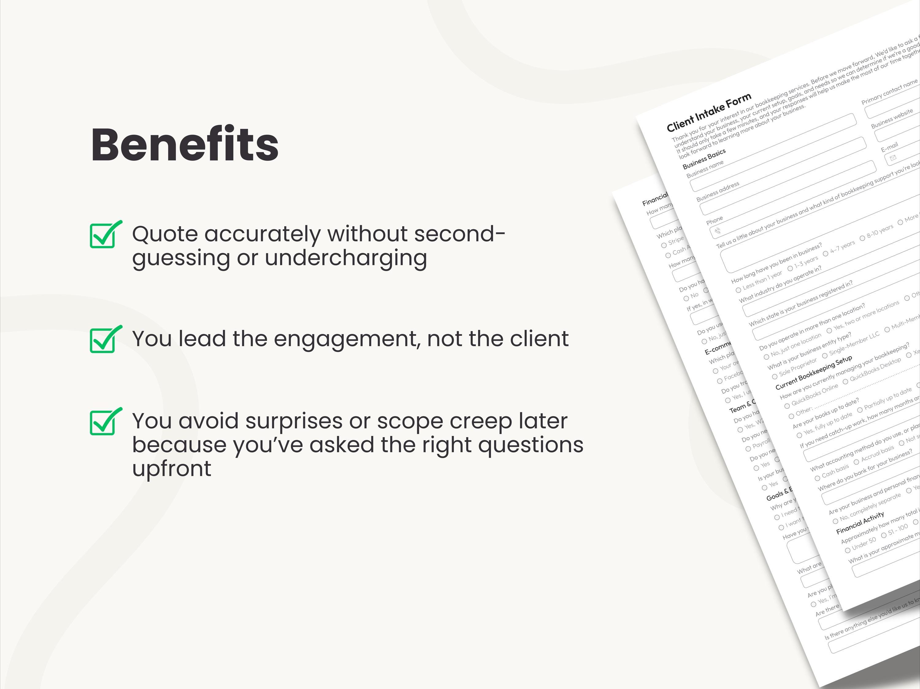 Client Intake Form for Bookkeepers, Printable and Fillable Bookkeeping ...