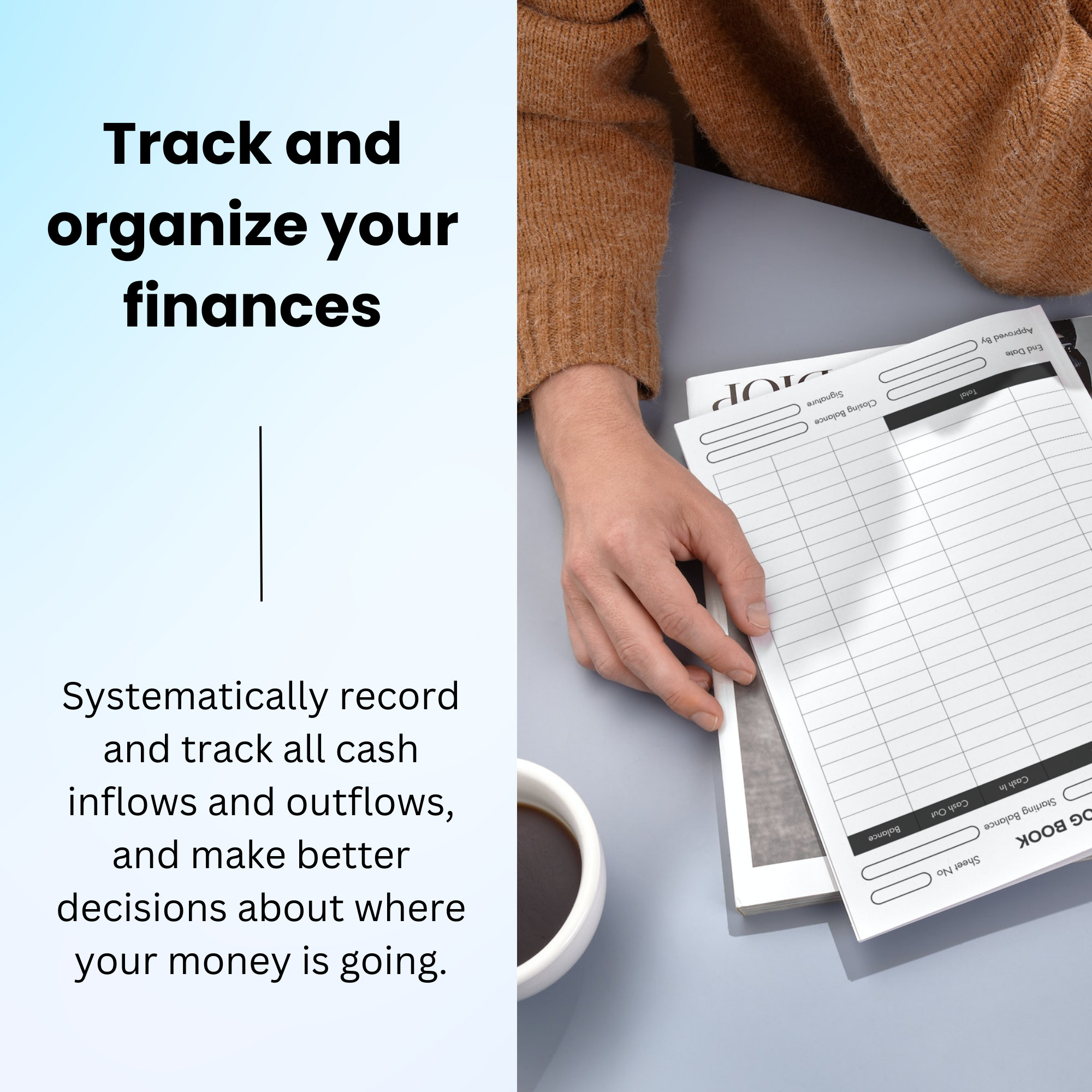 Daily Cash Flow Log Template Petty Cash Tracking Financial Journal for ...