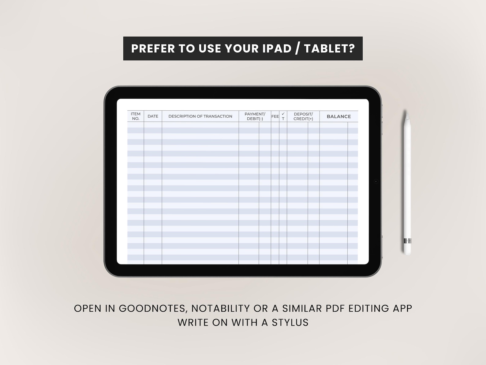 Printable Checkbook Register • Landscape 8.5 X 11in Orientation • 28 ...