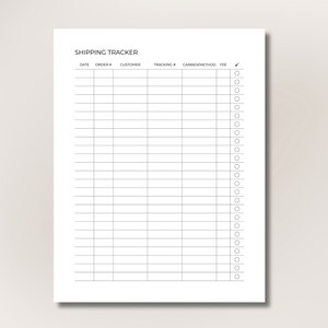 Printable Shipping Tracker for Small Businesses • Organized Shipment ...