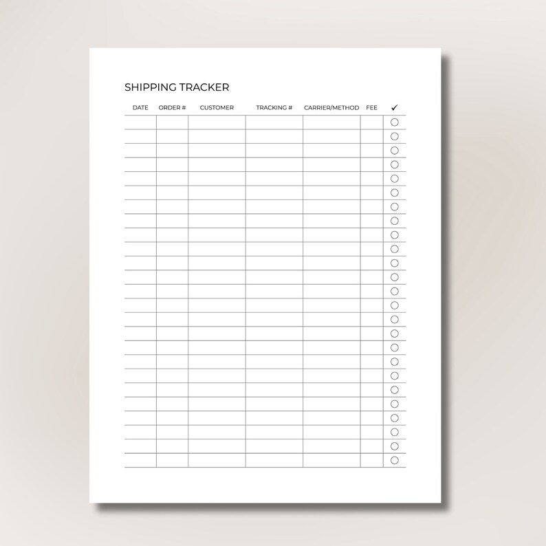 Printable Shipping Tracker for Small Businesses Organized Shipment ...