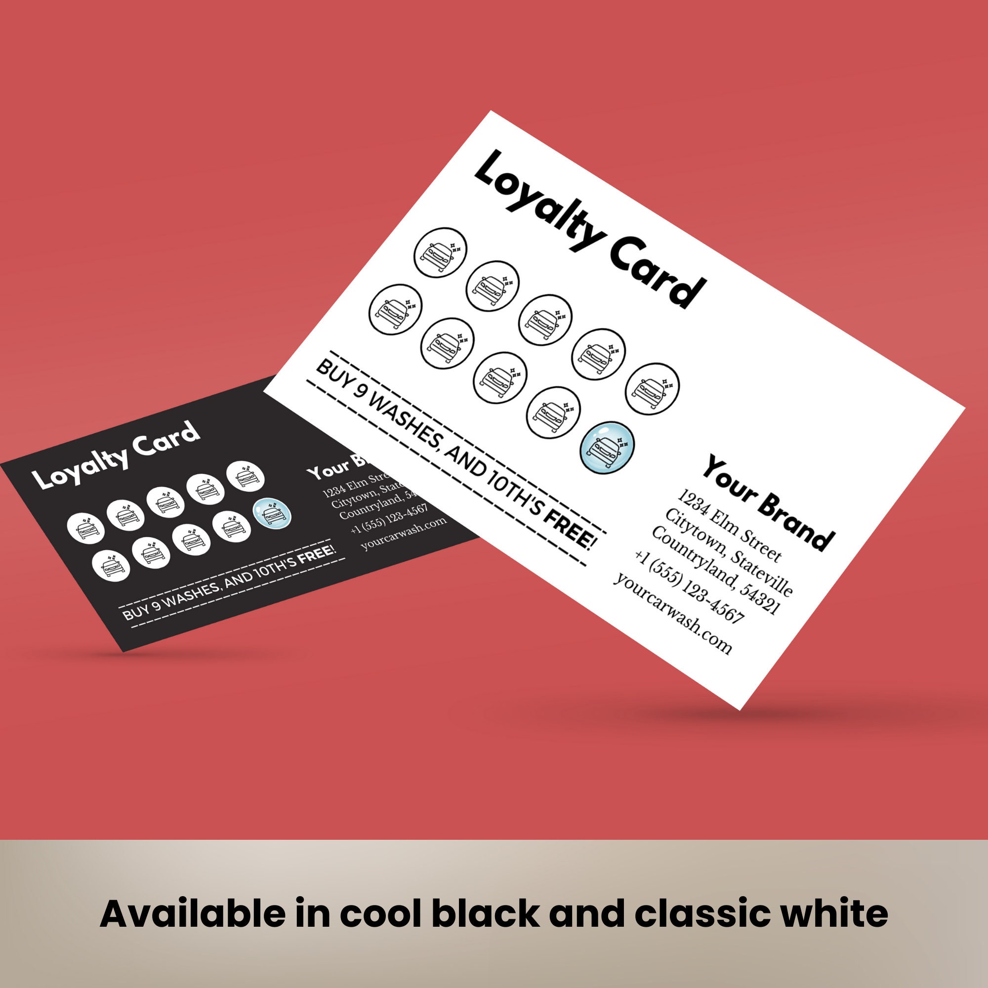 Car Wash Loyalty Card Template • Stamp and Punch Card for Car Wash ...
