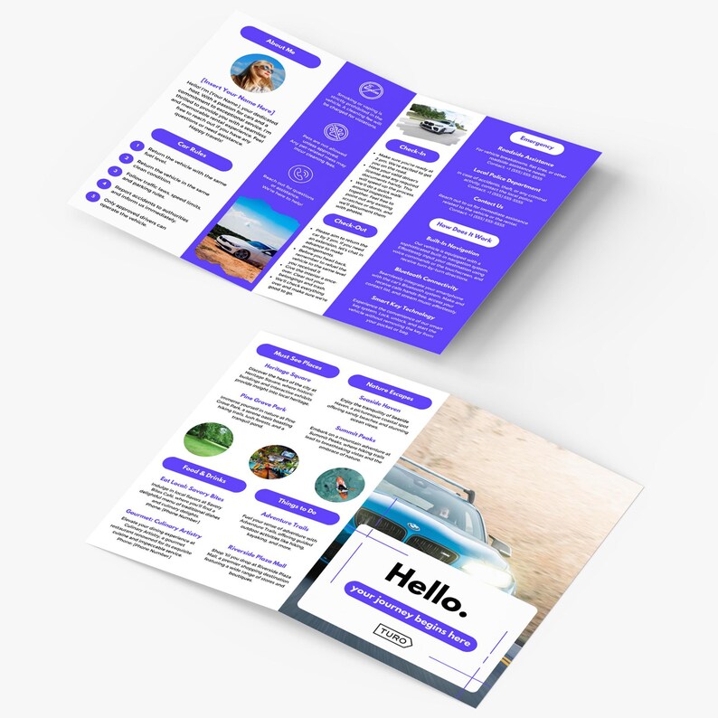 Welcome Book for Turo Hosts • Bi-fold Brochure for Turo Guests • Car ...