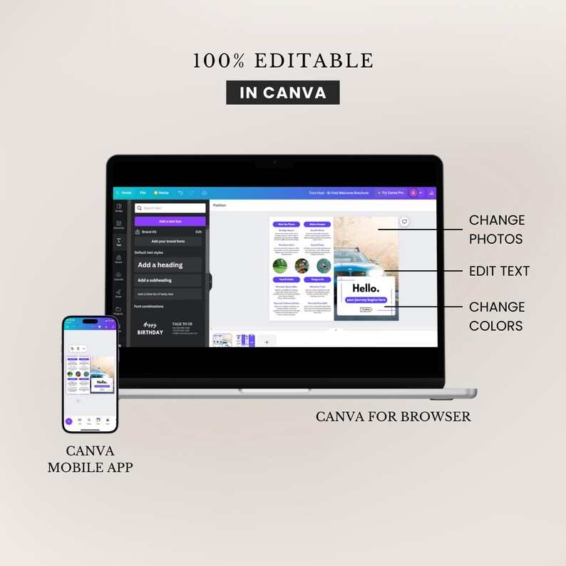 Welcome Book for Turo Hosts • Bi-fold Brochure for Turo Guests • Car ...