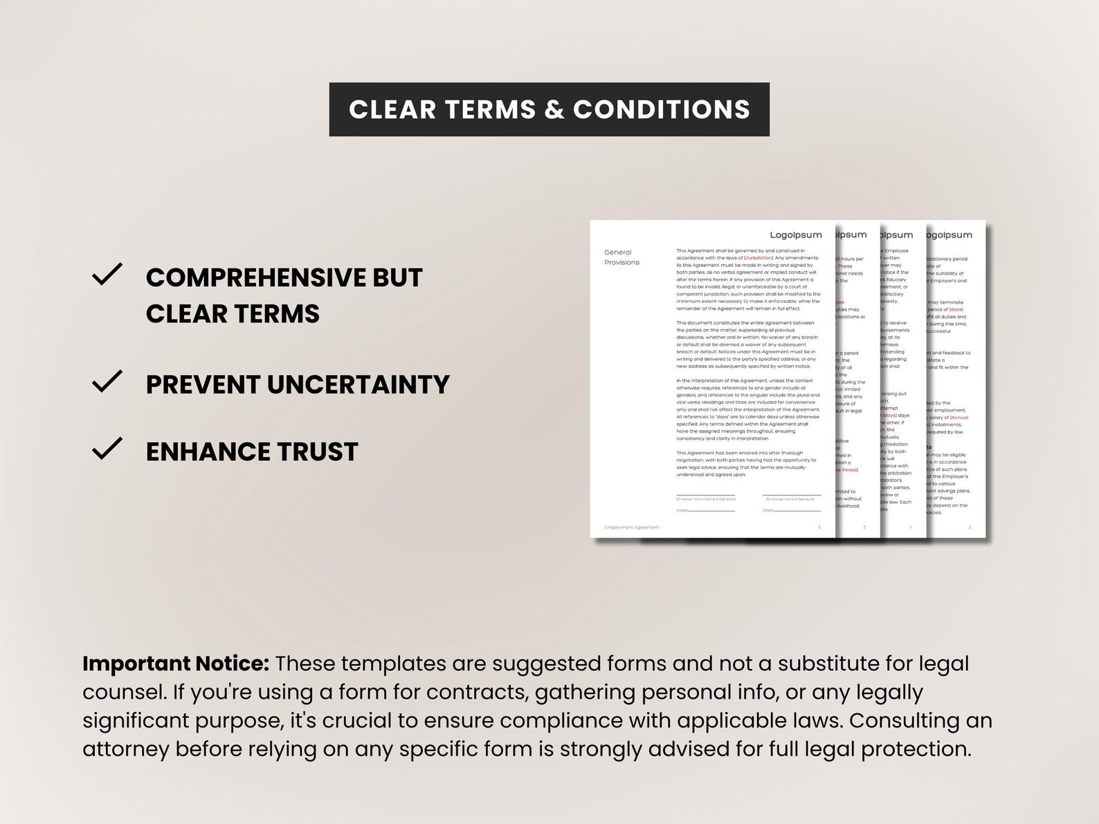 Modern Employment Contract Template • 8.5x11" US Letter Size ...