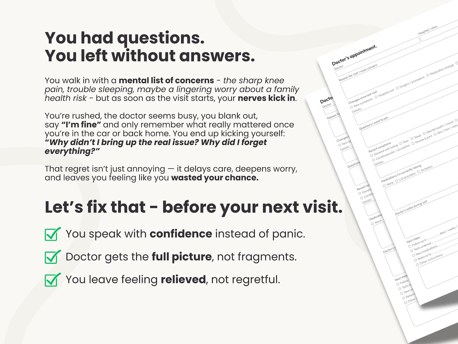 Printable Doctor Visit Preparation Form, Fillable Doctor's Appointment ...