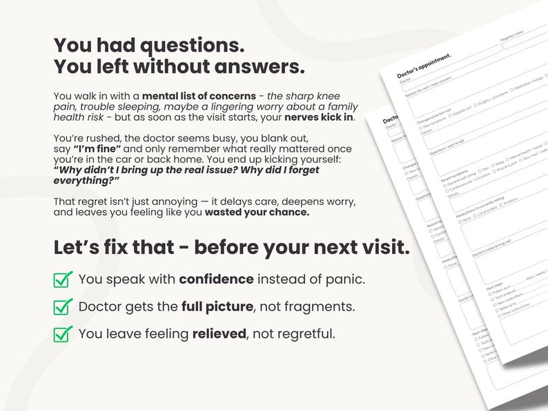Printable Doctor Visit Preparation Form, Fillable Doctor's Appointment ...