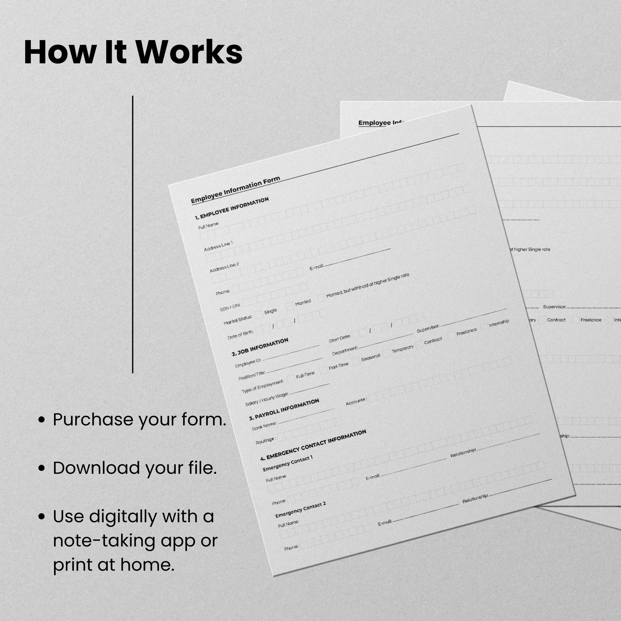 Employee Information Form for Small Business • Printable New Hire ...