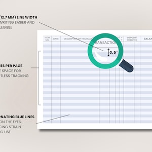 Printable Checkbook Register • Landscape 8.5 X 11in Orientation • 28 ...