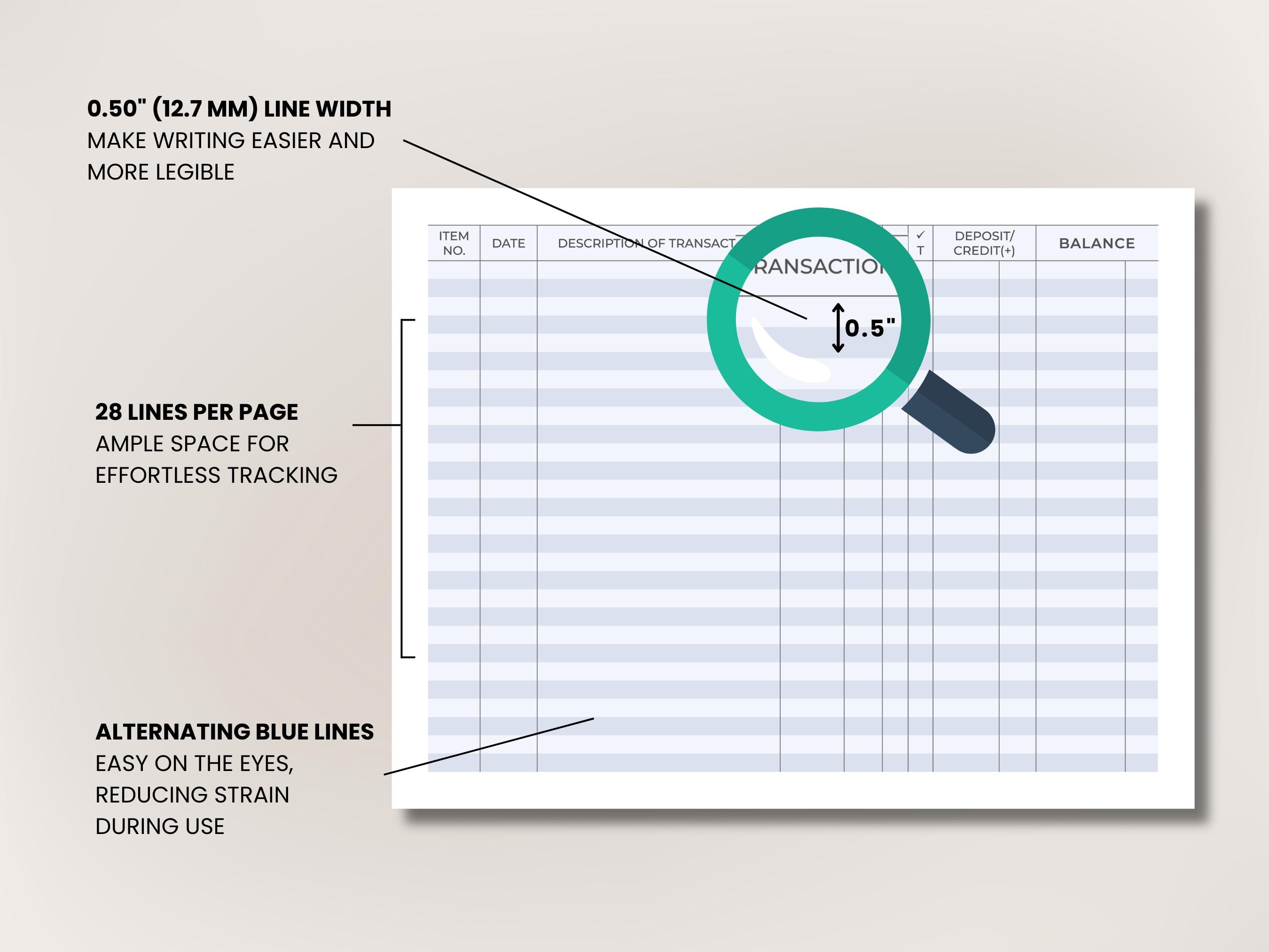 Printable Checkbook Register • Landscape 8.5 X 11in Orientation • 28 ...