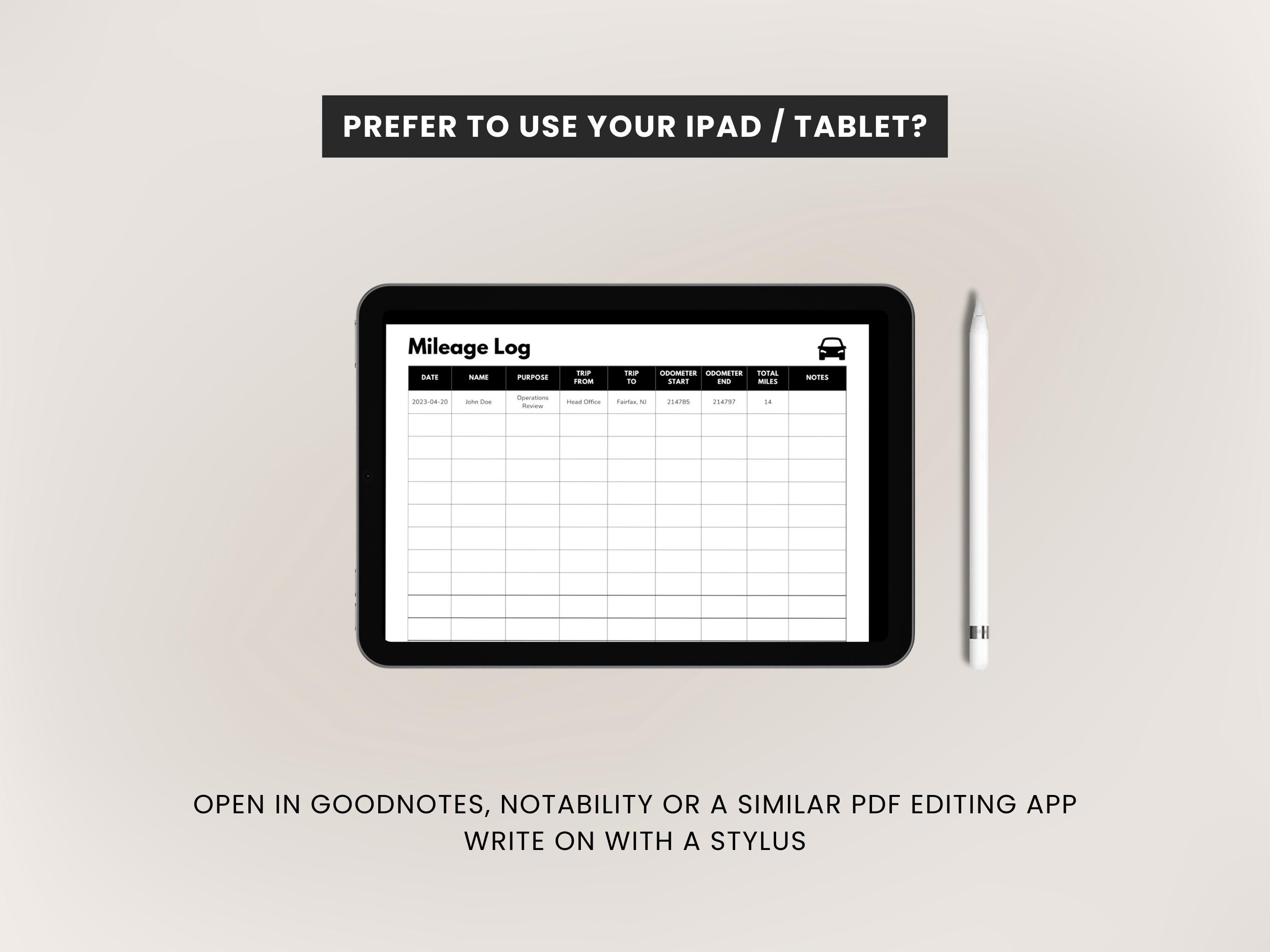 Auto Mileage Log Template • Car Mileage Record • Vehicle Distance ...