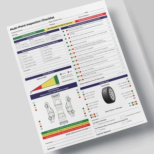 Vehicle Inspection Form PDF • Multi-point Inspection Checklist • Car ...