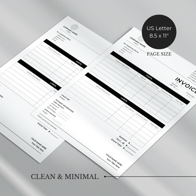 Car Repair Invoice Template • Custom Automotive Service Invoice • Auto ...