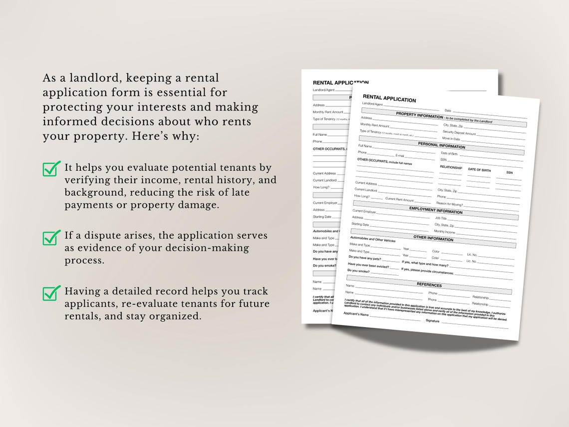 Printable Rental Application Form Template • Landlord Tenant Lease ...