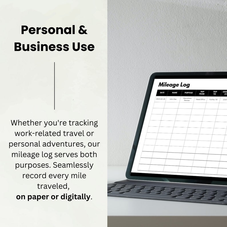 Auto Mileage Log Template Car Mileage Record Vehicle Distance Tracker ...