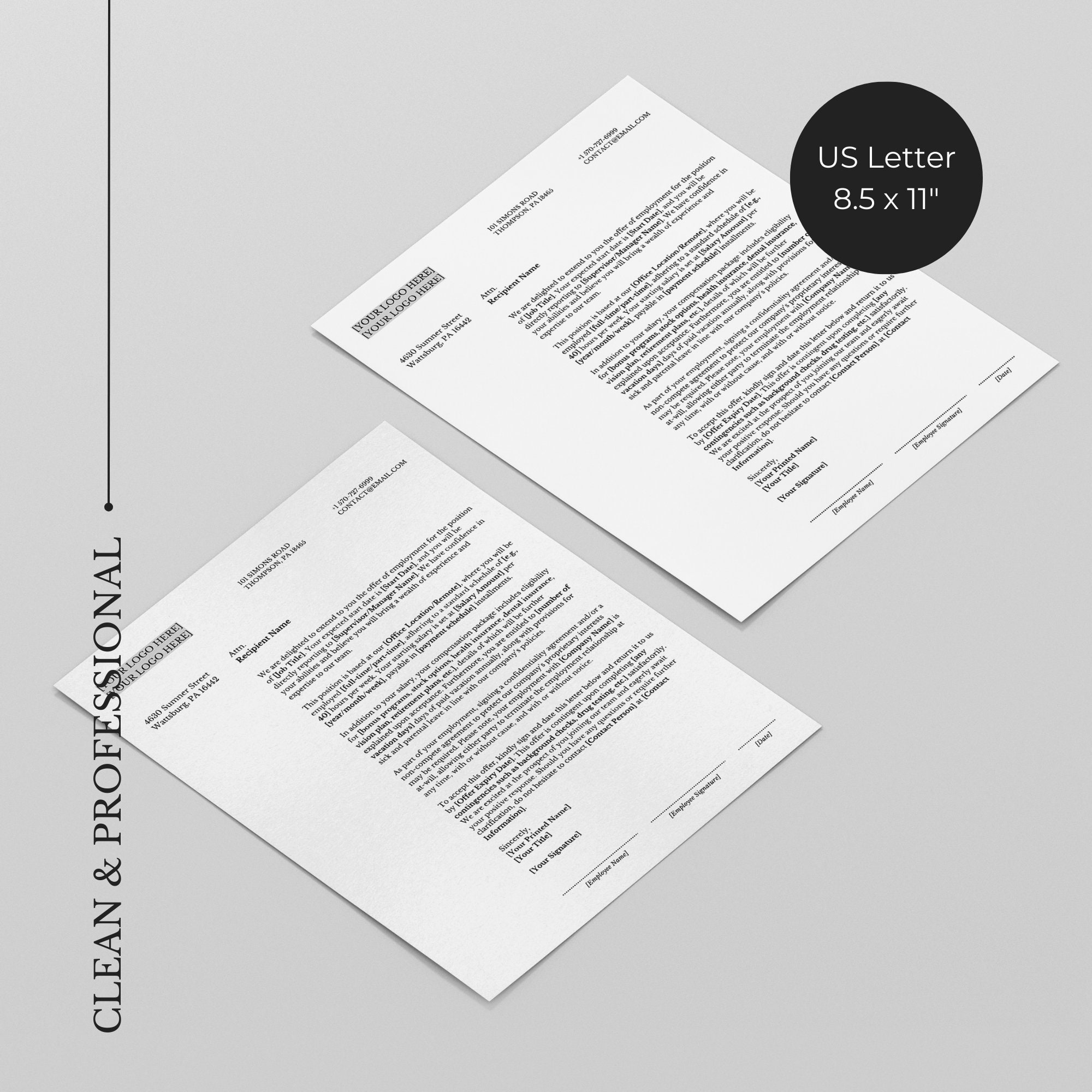 Professional Offer Letter Template Customizable Job Offer Letter ...