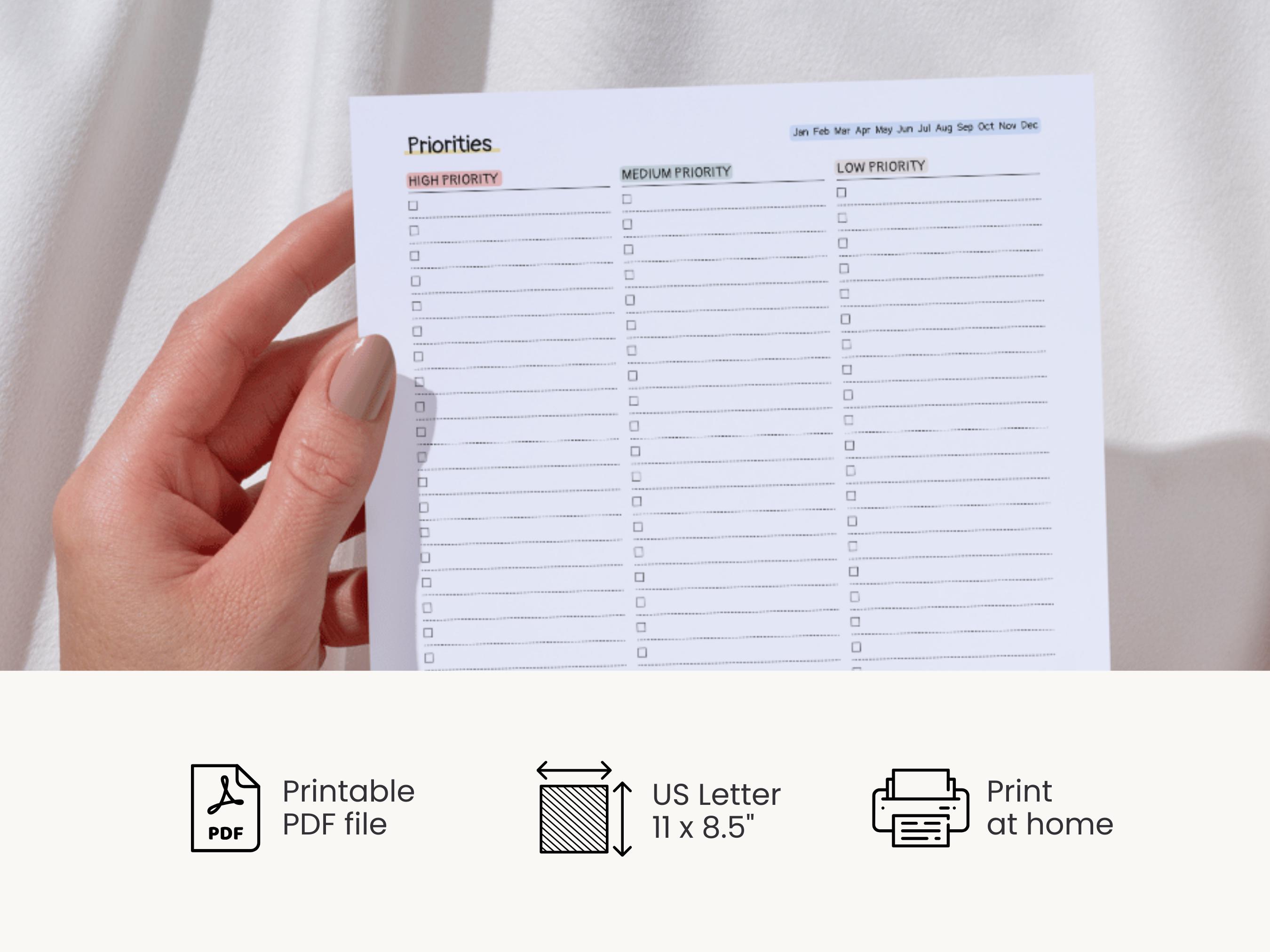 Printable Priority List Template, Daily Priority Task Planner ...