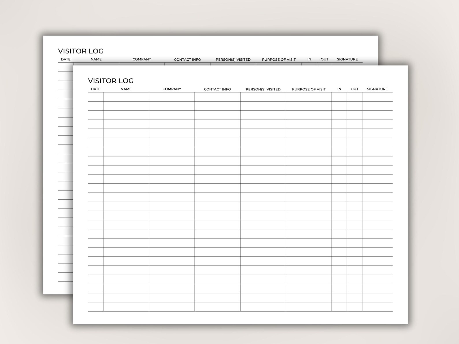Printable Visitor Sign in Sheet Template • Guest Check in Logbook ...