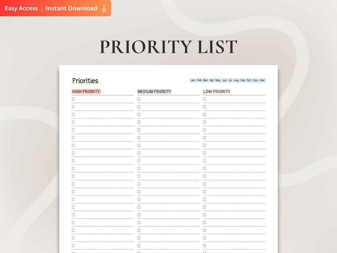 Printable Priority List Template, Daily Priority Task Planner ...