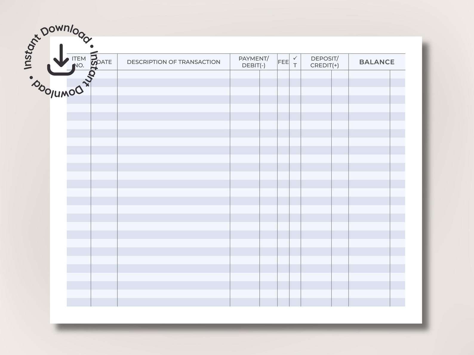 Printable Checkbook Register • Landscape 8.5 X 11in Orientation • 28 ...