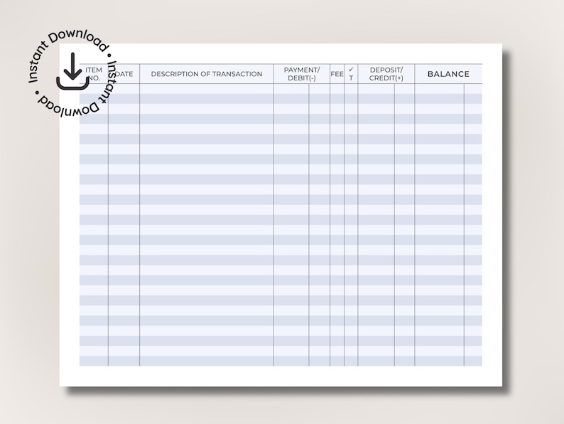 Printable Checkbook Register • Landscape 8.5 X 11in Orientation • 28 ...