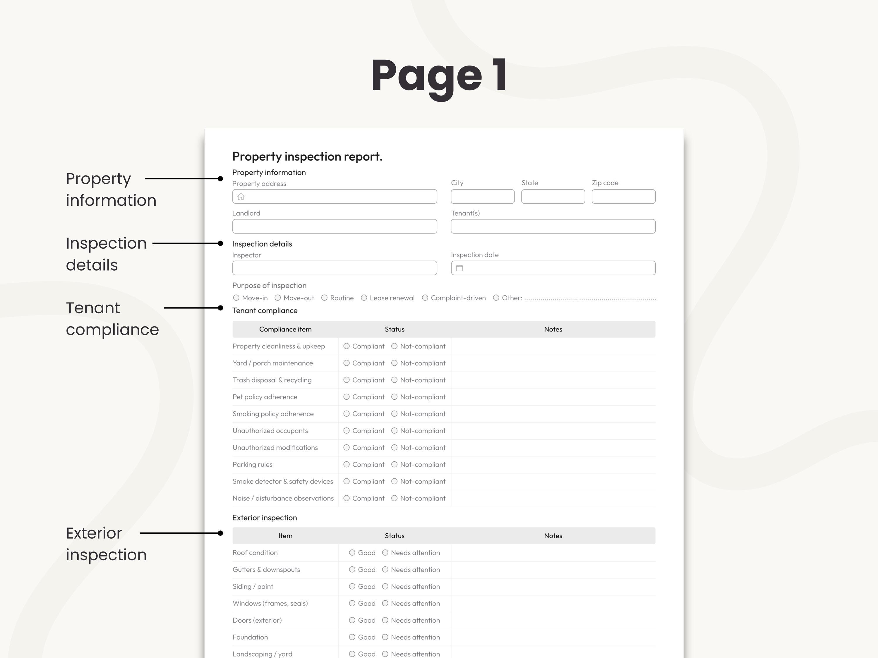 Rental Inspection Report PDF, Printable and Fillable Fillable Property ...