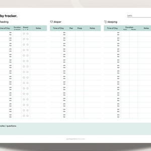Printable Baby Tracker for Newborn Care Daily Routine, Feeding Sleep ...