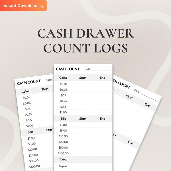 Till Count Sheet - Etsy Australia