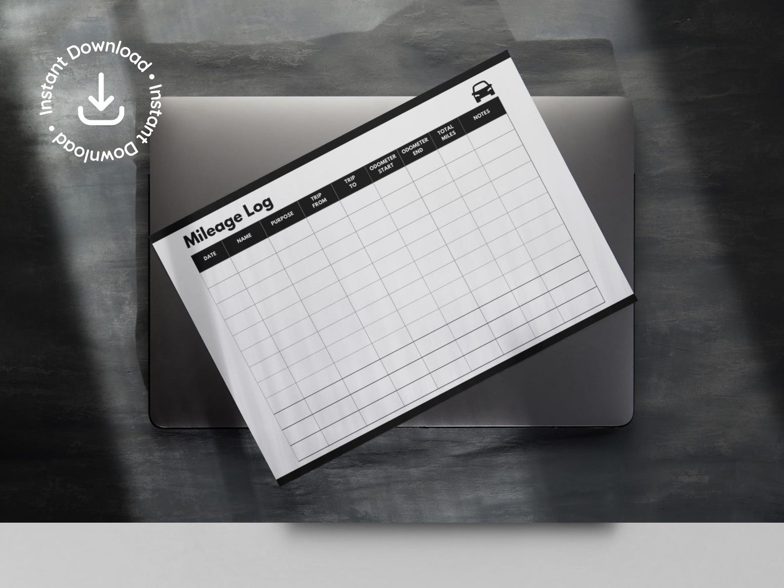 Auto Mileage Log Template • Car Mileage Record • Vehicle Distance ...