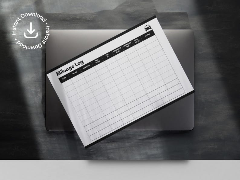 Auto Mileage Log Template • Car Mileage Record • Vehicle Distance ...